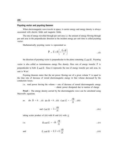 Poynting Vector And Theorem Electromagnetism Lecture