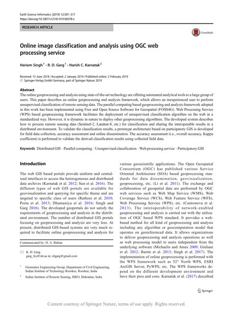 Online Image Classification And Analysis Using Ogc Web Processing