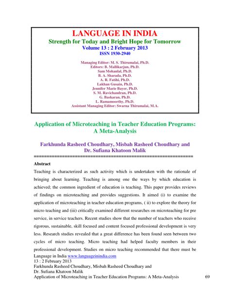 Pdf Application Of Micro Teaching In Teacher Education Programs A