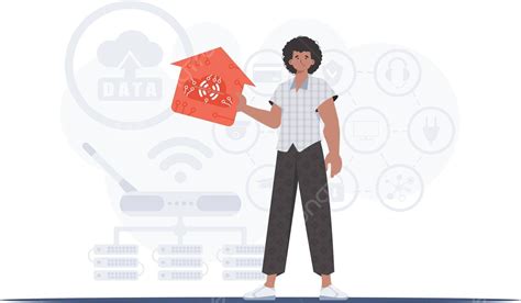 Man Holding House Icon In Iot Concept Flat Vector Illustration Vector Camera Business Book