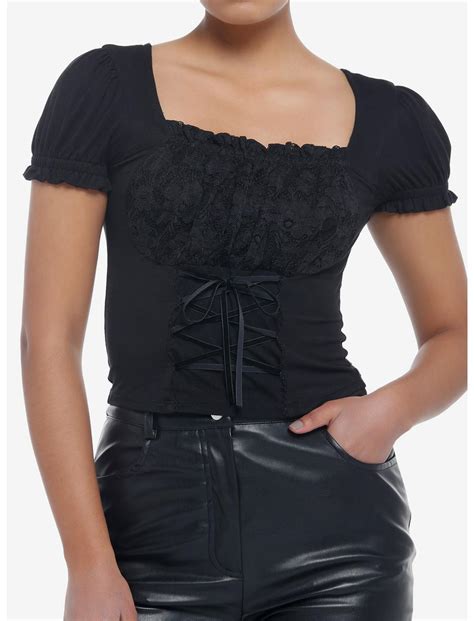 Black Lace Bust Corset Girls Crop Top Hot Topic