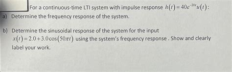 solved for a continuous time lti system with impulse