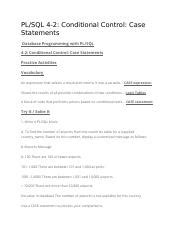 PLSQL 4 2Conditional Control Case Statements Docx PL SQL 4 2