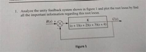 Solved 1. Analyze the unity feedback system shown in figure | Chegg.com