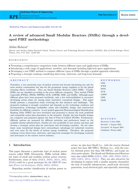 Pdf A Review Of Advanced Small Modular Reactors Smrs Through A