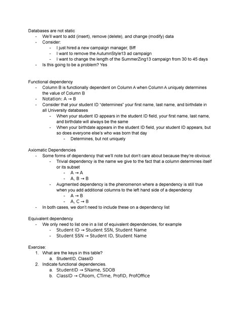 normalization 2 normalization notes databases are not static we