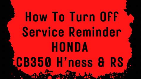 தமழ How To Turn Off Service Indicator Honda CB350 Highness CB350RS YouTube
