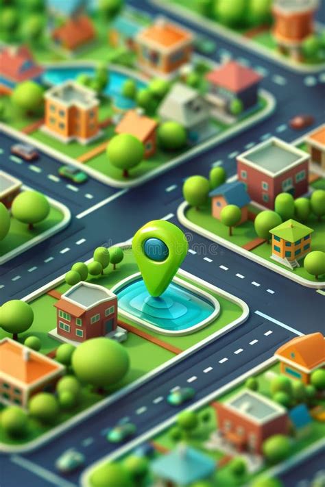 D Ground Slice With Location Pin On Green Land Plot For Estate Investment And Construction