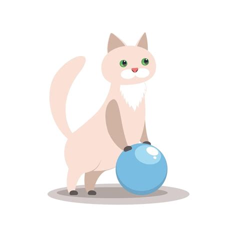 Premium Vector Vector Illustration A Cat Playing With A Ball