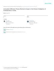 Innovation Diffusion Theory pdf See discussions stats and author proﬁles for this publication