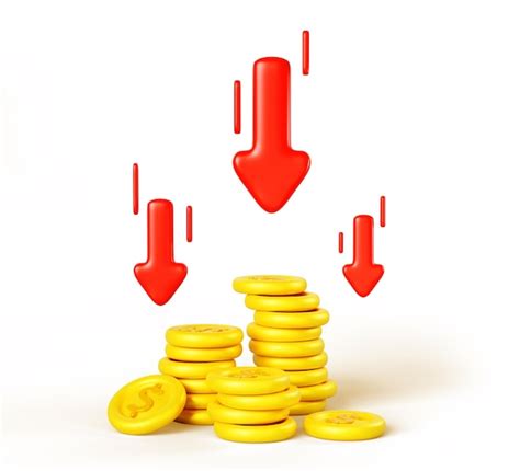 Premium Photo 3d Render Red Arrows Chart Going Down And Gold Dollar