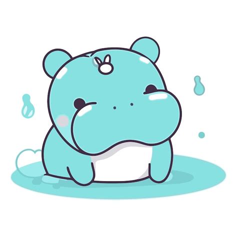 Premium Vector Cute Cartoon Hippopotamus Sitting In Water
