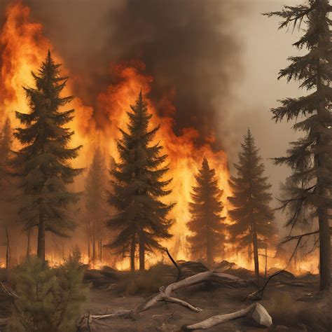 Premium Photo A Forest Fire With A Forest Fire In The Background