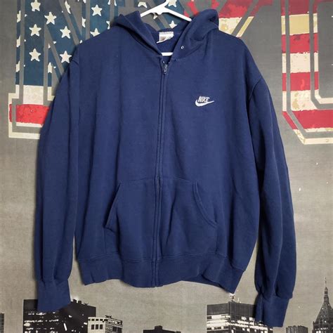 Vintage Nike Swoosh 90s Full Zip Hoodie Usa Made Depop