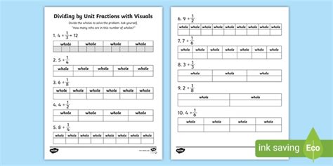 Dividing Whole Numbers By Unit Fractions Math Resources