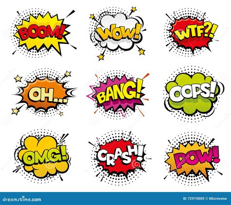 Comic Sound Effects in Pop Art Vector Style Stock Vector - Illustration of graphic, retro: 72919009