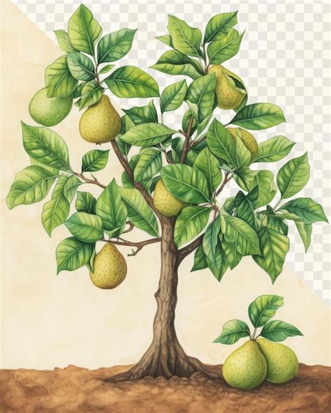 Premium PSD A Drawing Of A Lemon Tree With A Lemon Tree And A Drawing Of A Lemon Tree