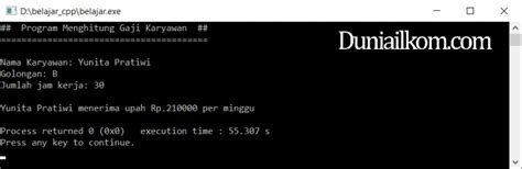 Kode Program C Menghitung Gaji Karyawan Duniailkom