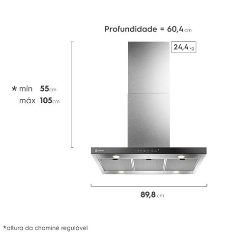 Coifa De Ilha Electrolux 90cm Inox Experience Com Inteligência