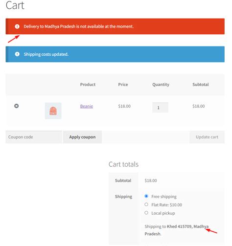 How To Add Message For Out Of Delivery Area Warning In Woocommerce Cart