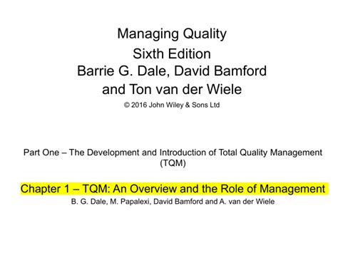 TQM Overview Quality Management Principles Development