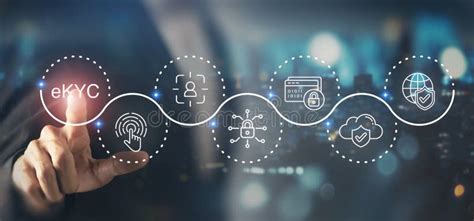 Ekyc Digital Identity Verification And Security Concept Interacting With A Futuristic Digital