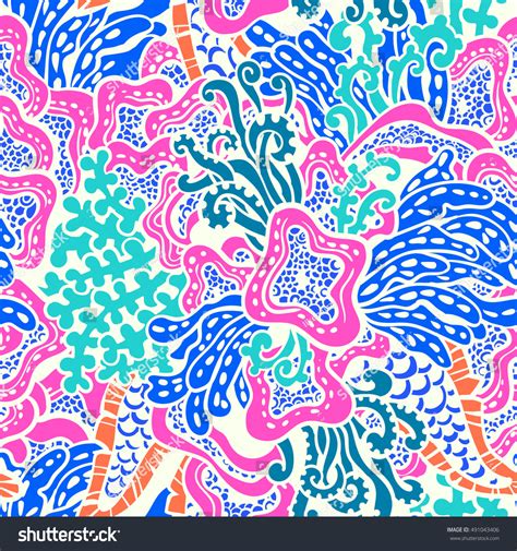 Vector Illustration Seaweeds Seamless Pattern Sea Stock Vector Royalty Free
