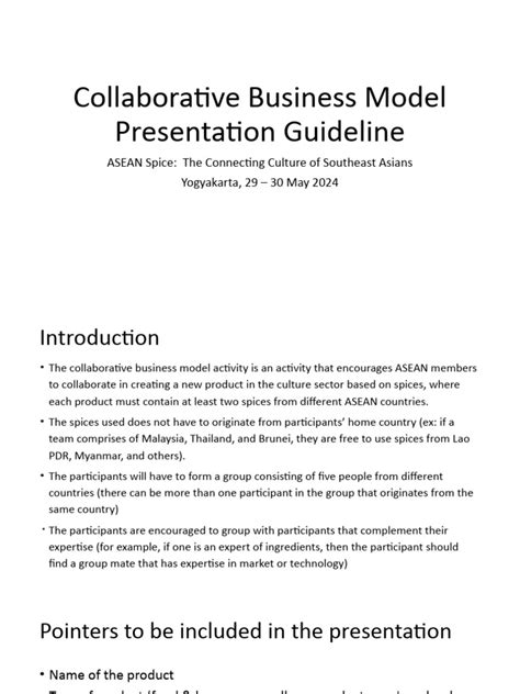 Collaborative Business Model Presentation Guideline Pdf