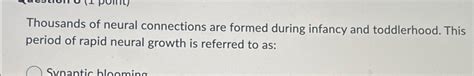 Solved Thousands Of Neural Connections Are Formed During