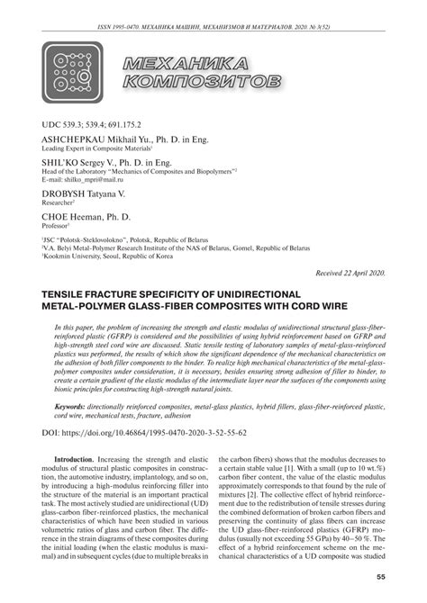 Pdf Tensile Fracture Specificity Of Unidirectional Metal Polymer Glass Fiber Composites With