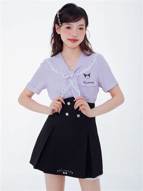 Kuromi Black High Waist Skirt