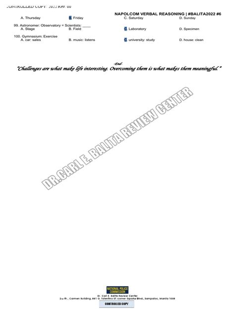 Napolcom 2022 Verbal Reasoning Pdf