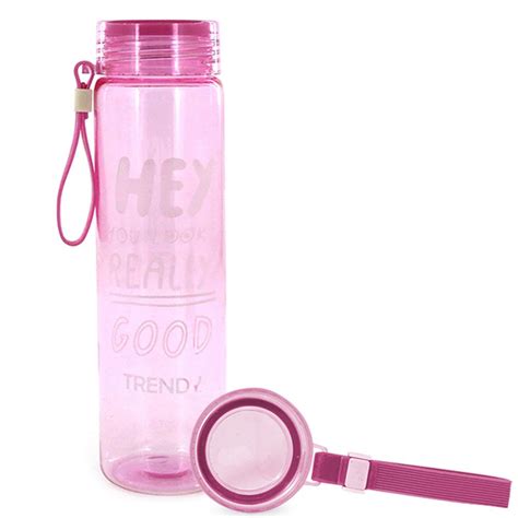 Botella Trendy Deportiva Ejercicio Transparente Tapa Rosca 500