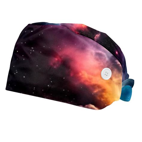 2 Pieces Adjustable Working Cap With Button Working Hat Sweatband Stars Nebula