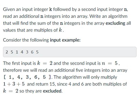 Solved Given An Input Integer K Followed By A Second Input