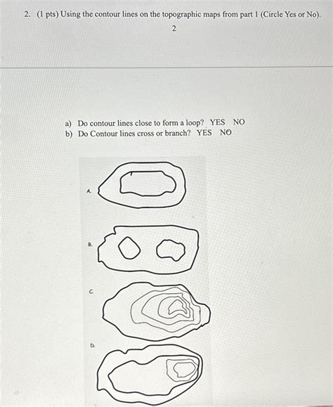 Solved (1 ﻿pts) ﻿Using the contour lines on the topographic | Chegg.com