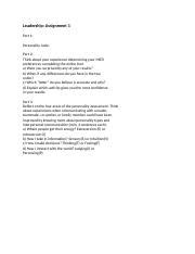 Leadership Assignment Docx Leadership Assignment Part Personality Code Part
