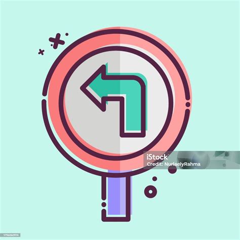 아이콘 좌회전 도로 표지판 기호와 관련이 있습니다 Mbe 스타일 심플한 디자인 편집 가능 간단한 일러스트레이션 개체 그룹에 대한