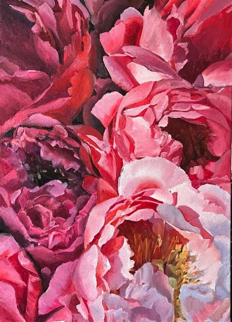 Картина маслом цветы пионы — цена 5000 грн в каталоге Картины Купить товары для дома и быта по