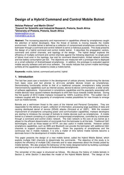 Pdf Design Of A Hybrid Command And Control Mobile Botnet