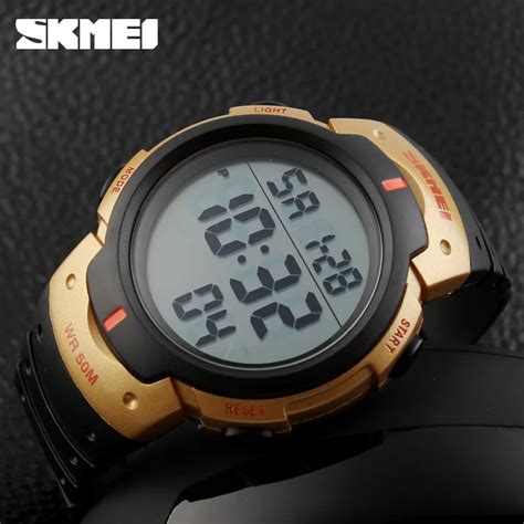 SKMEI Rel Gio Digital Prova D Gua Masculino Calend Rio PU Strap 5Bar