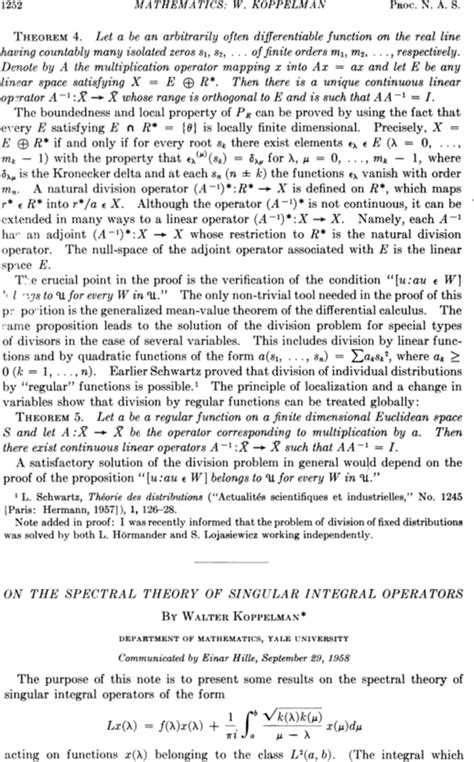 On The Spectral Theory Of Singular Integral Operators Pnas