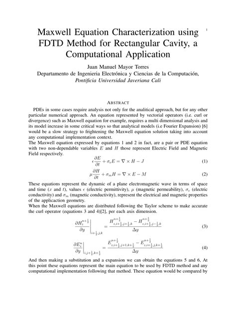 Pdf Maxwell Equation Characterization Using Fdtd Method For Rectangular Cavity A Computational