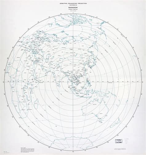 Large Scale Detailed Azimuthal Equidistant Projection Map Centered On