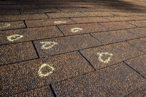Marked Hail Damage On A Roof Stock Image Image Of Leaks Policy 59493495