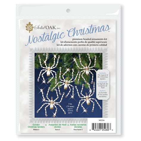 Solid Oak Nostalgic Christmas Golden Christmas Spiders Beaded Crystal