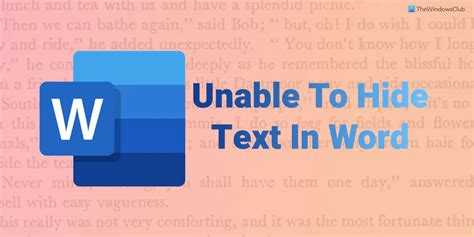 Unable To Hide Text In Word Fixed TrendRadars