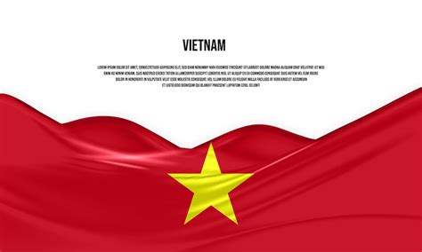 베트남 국기 디자인입니다 새틴이나 실크 천으로 만든 베트남 국기를 흔들고 있습니다 벡터 일러스트 레이 션 프리미엄 벡터