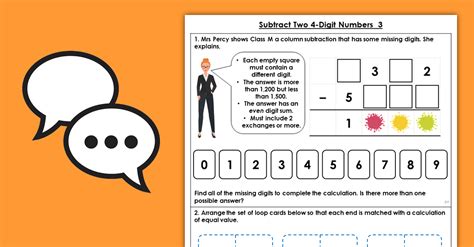 Addition And Subtraction Year 4 Subtract Two 4 Digit Numbers 3 Discussion Problems Classroom