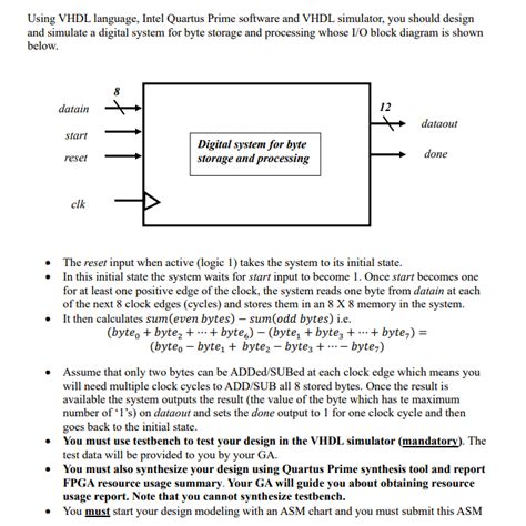 Using Vhdl Language Intel Quartus Prime Software And Chegg